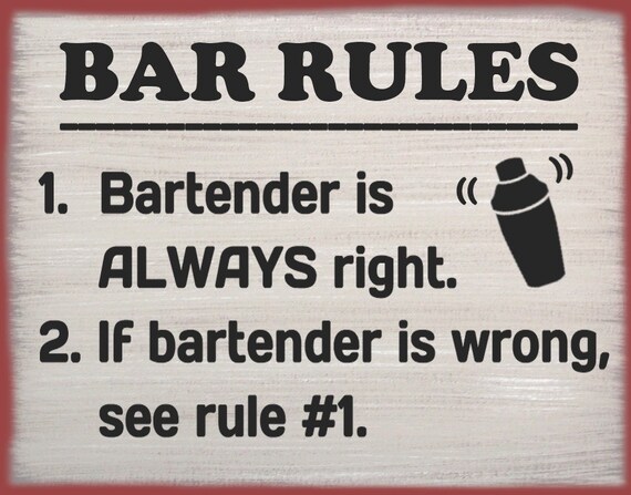 Bar Rules Bartender Lounge Billiards Pool Pub Canvas Sign Home | Etsy
