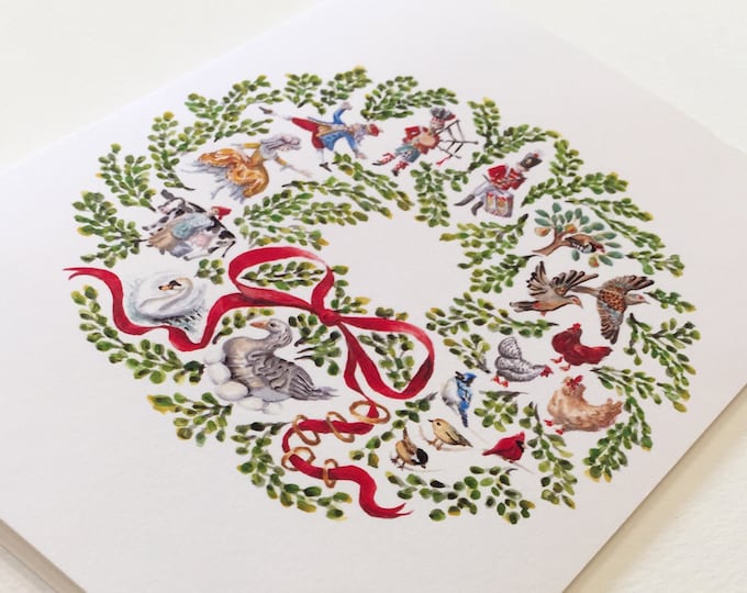 12 Days of Christmas Wreath Holiday Cards - Etsy