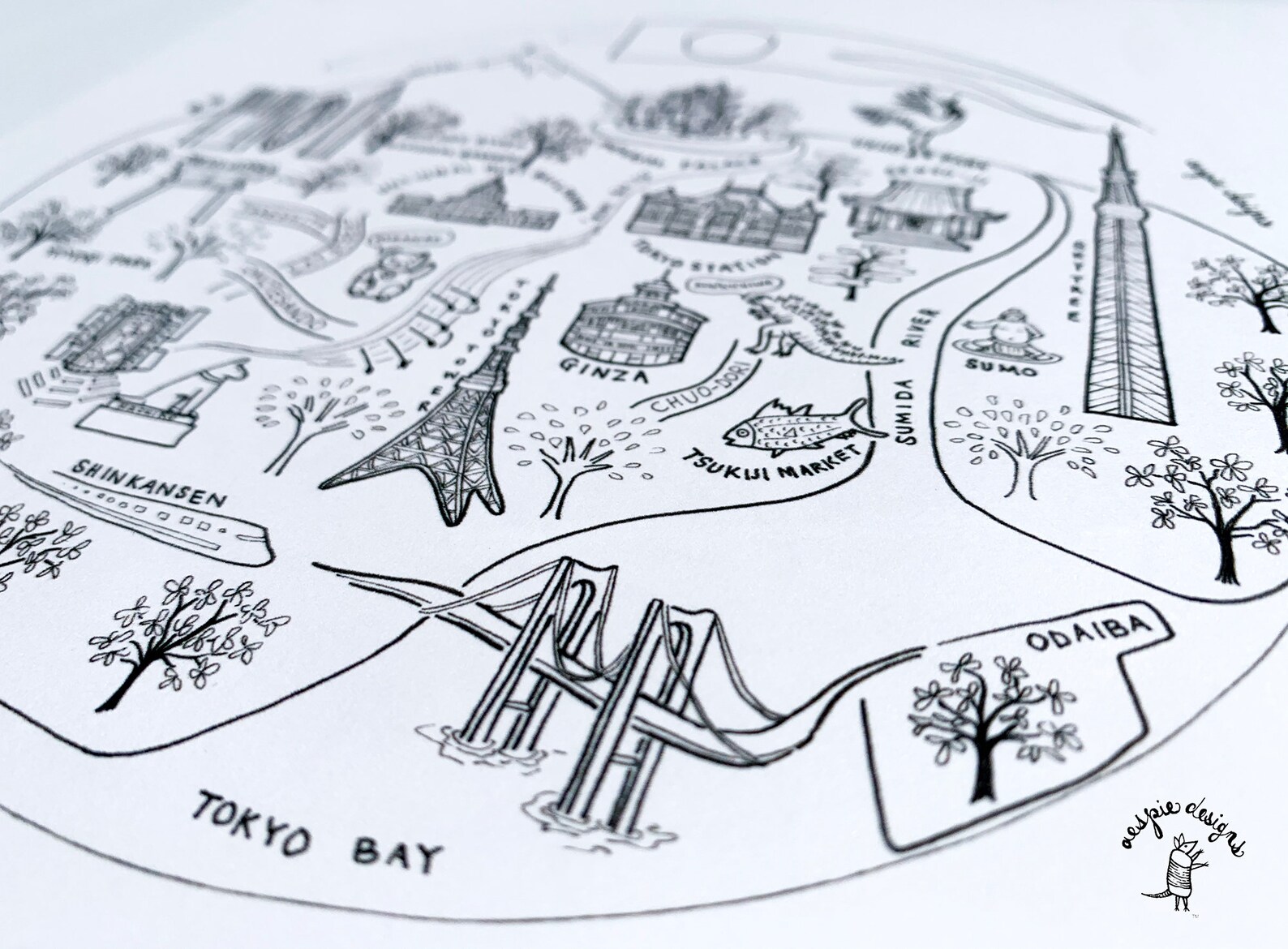 Tokyo City Map Art Print Black & White - Etsy