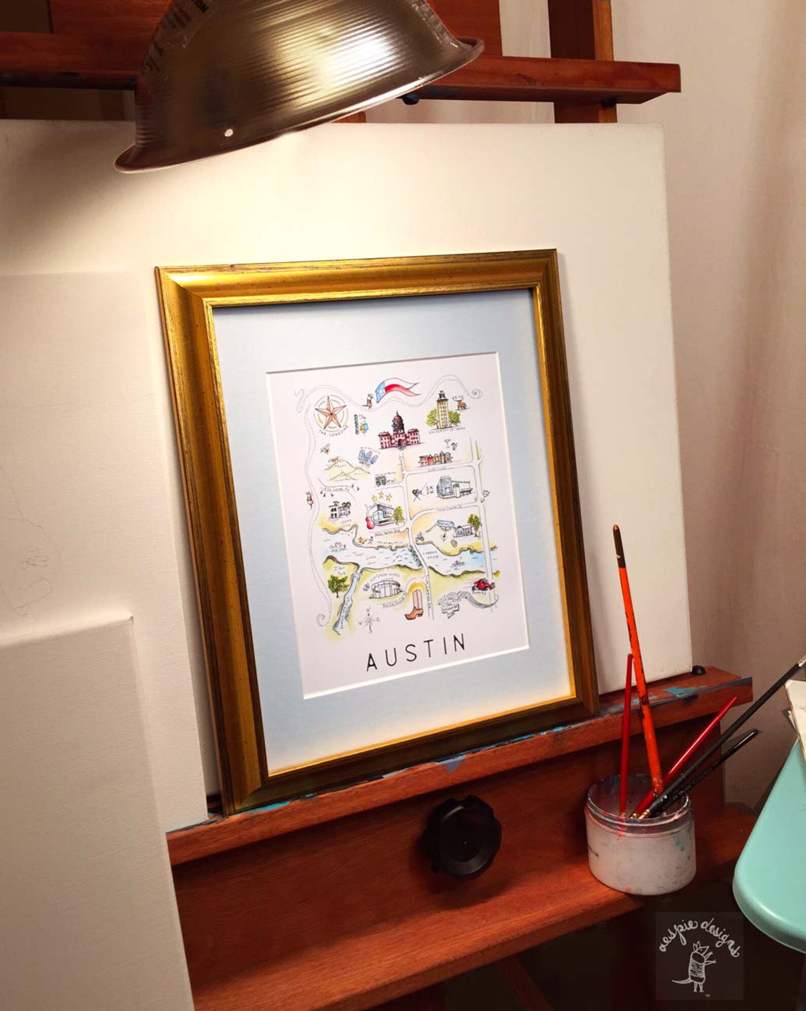 Austin City Map Art Print Watercolor - Etsy