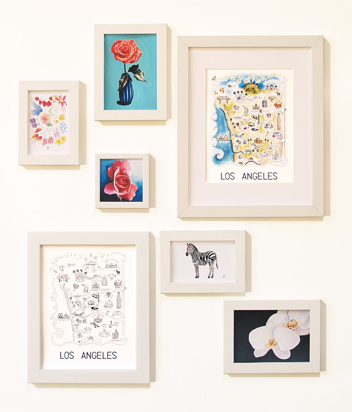 Los Angeles City Map Art Print - Watercolor - Etsy