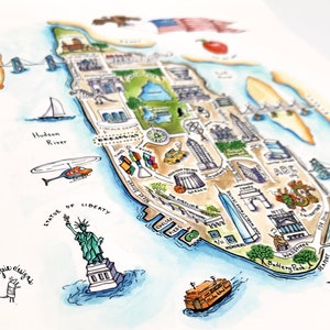 New York City Map Art Print - Watercolor - Etsy
