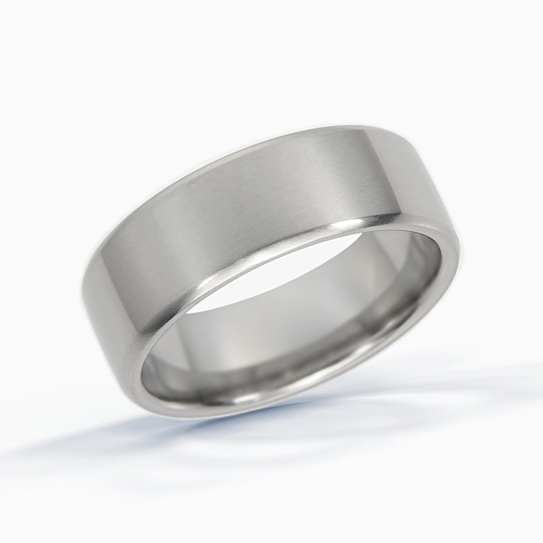 Titanium Wedding Ring With a Flat Profile and Comfort Fit Interior for ...