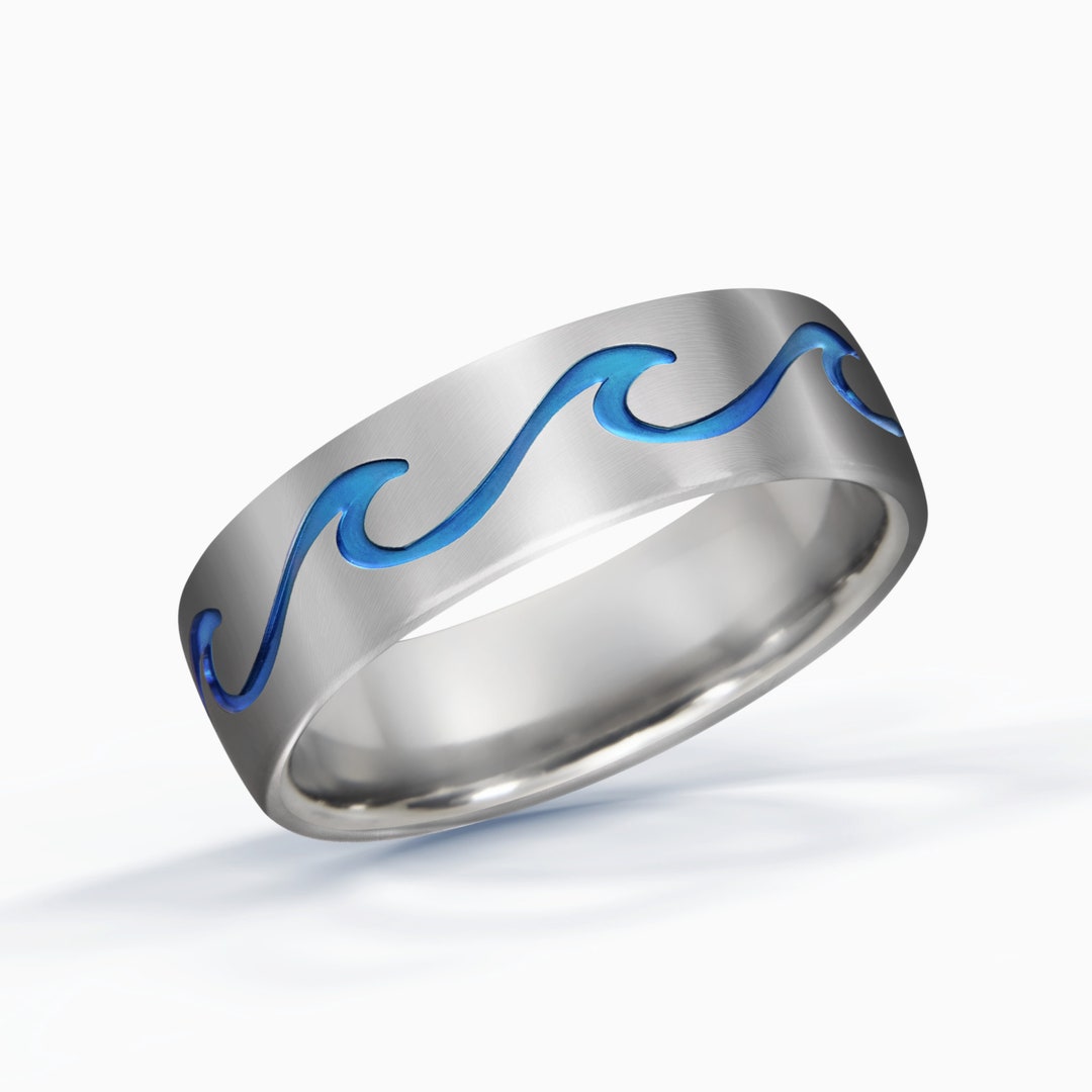 Ocean Wave Ring, Beach Jewelry, Ocean Ring, Beach Ring, Wave Titanium ...