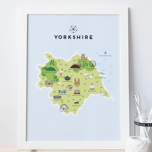 Yorkshire Map Illustrated Map of Yorkshire Print / Travel - Etsy UK