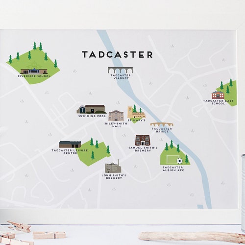 Tadcaster Map Illustrated Map of Tadcaster Print / Travel - Etsy UK