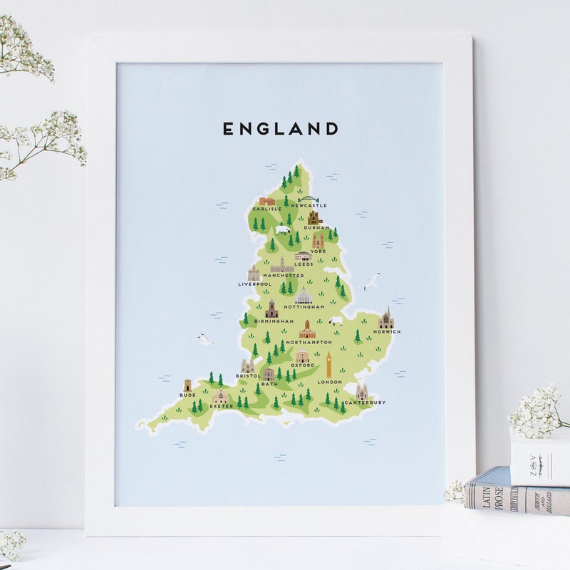 England Map - Etsy