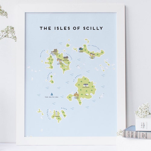 Isles of Scilly Illustrated Map A3 Print - Etsy