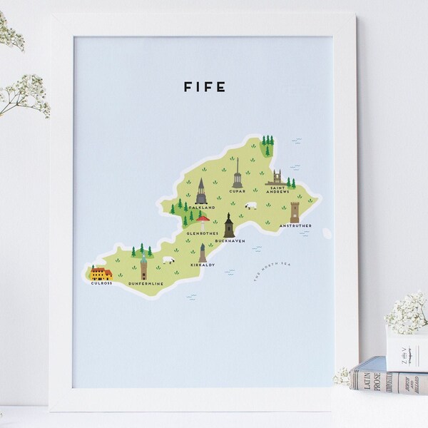 Tyne and Wear Map Illustrated Map of Tyne and Wear Print / Travel Gifts ...