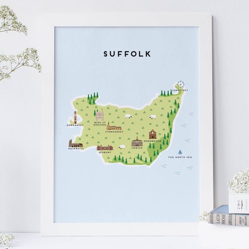Suffolk Map Illustrated Map of Suffolk Print / Travel Gifts - Etsy UK