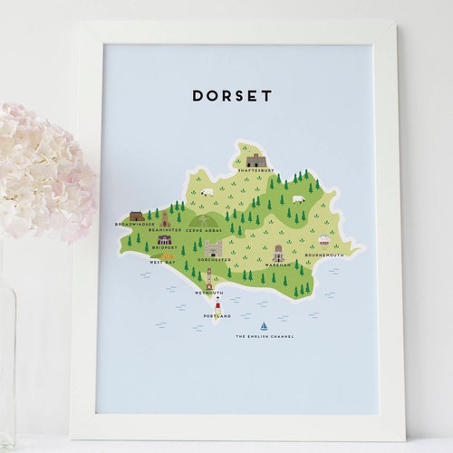 Dorset Map Illustrated Map of Dorset Print / Travel Gifts / - Etsy UK