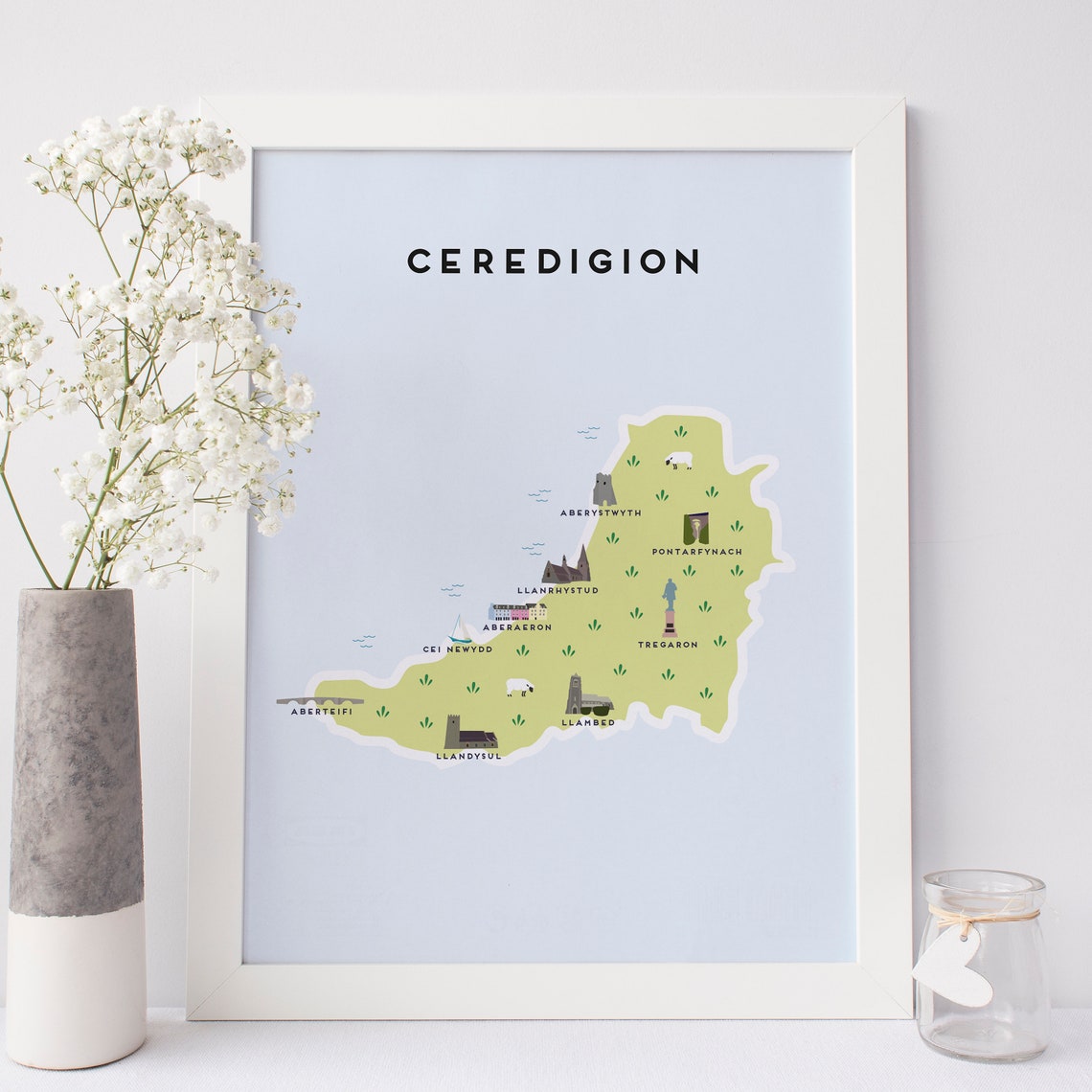 Ceredigion Map Illustrated Map of Ceredigion Print / Travel - Etsy UK