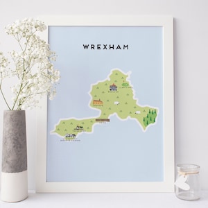 Wrexham Map Illustrated Map of Wrexham Print / Travel Gifts | Etsy