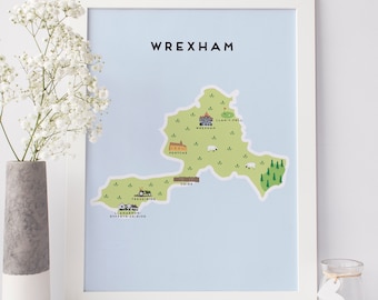 Wales Map Illustrated Map of Wales Print / Travel Gifts / Gifts for ...