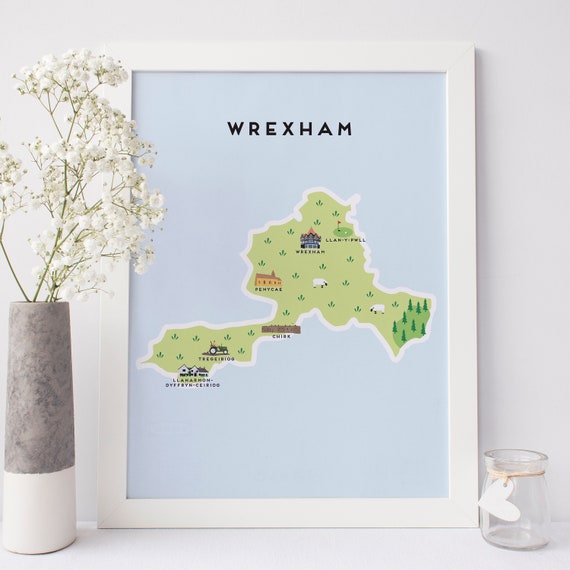 Wrexham Map Illustrated Map of Wrexham Print / Travel Gifts | Etsy