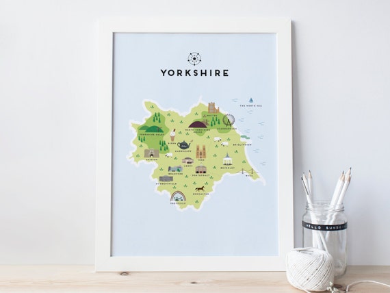 Yorkshire Map Illustrated Map of Yorkshire Print / Travel | Etsy Canada