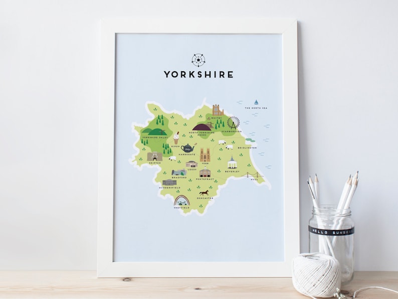 Yorkshire Map Illustrated Map of Yorkshire Print / Travel | Etsy Canada