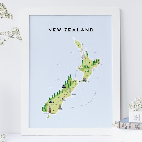 Map of New Zealand - Etsy
