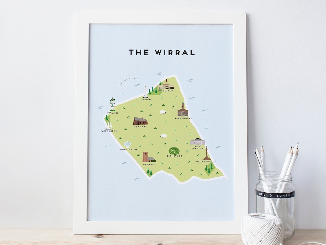 The Wirral Map Illustrated Map of the Wirral Print / Travel - Etsy UK