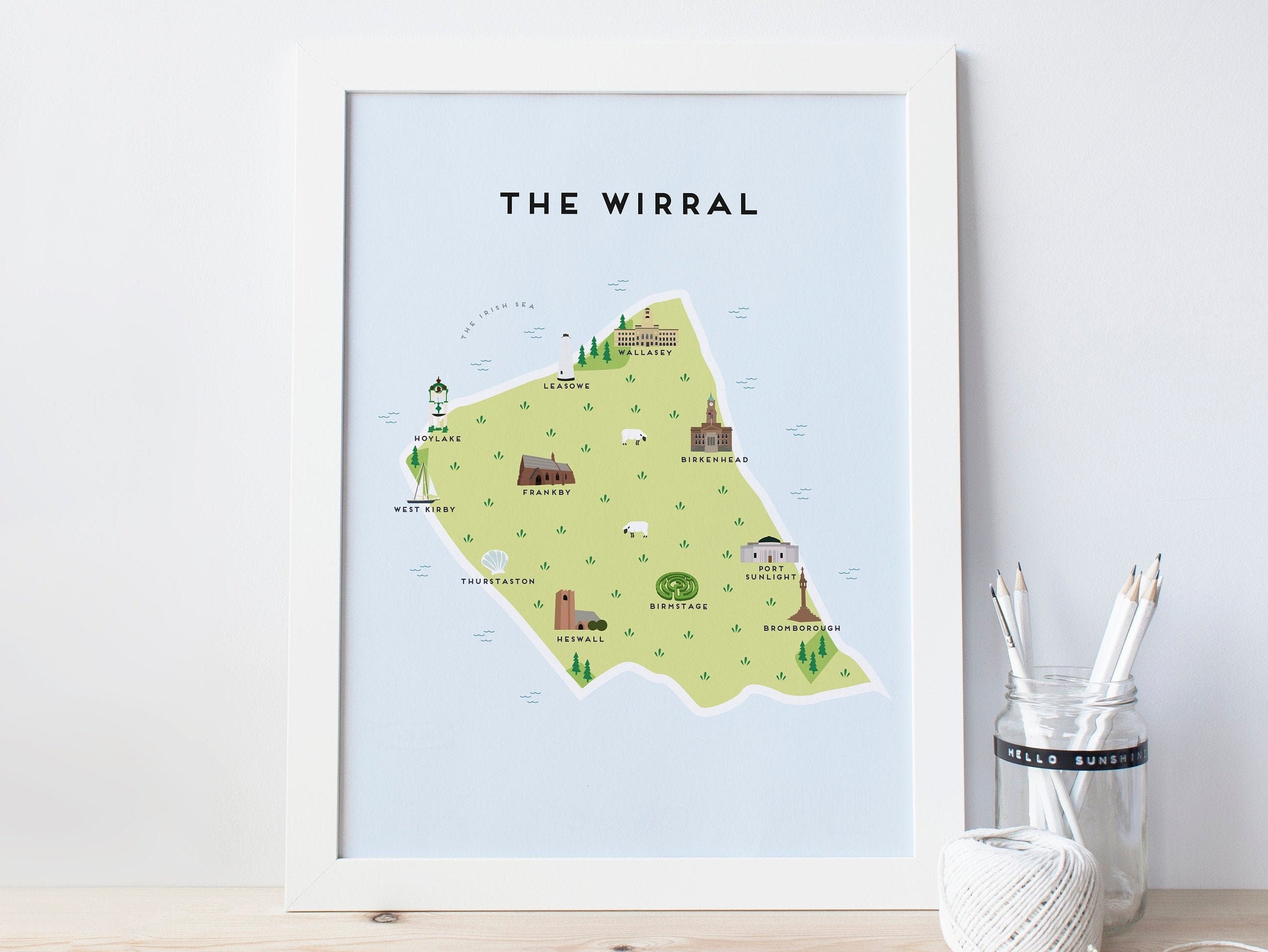 The Wirral Map Illustrated Map of the Wirral Print / Travel - Etsy New ...