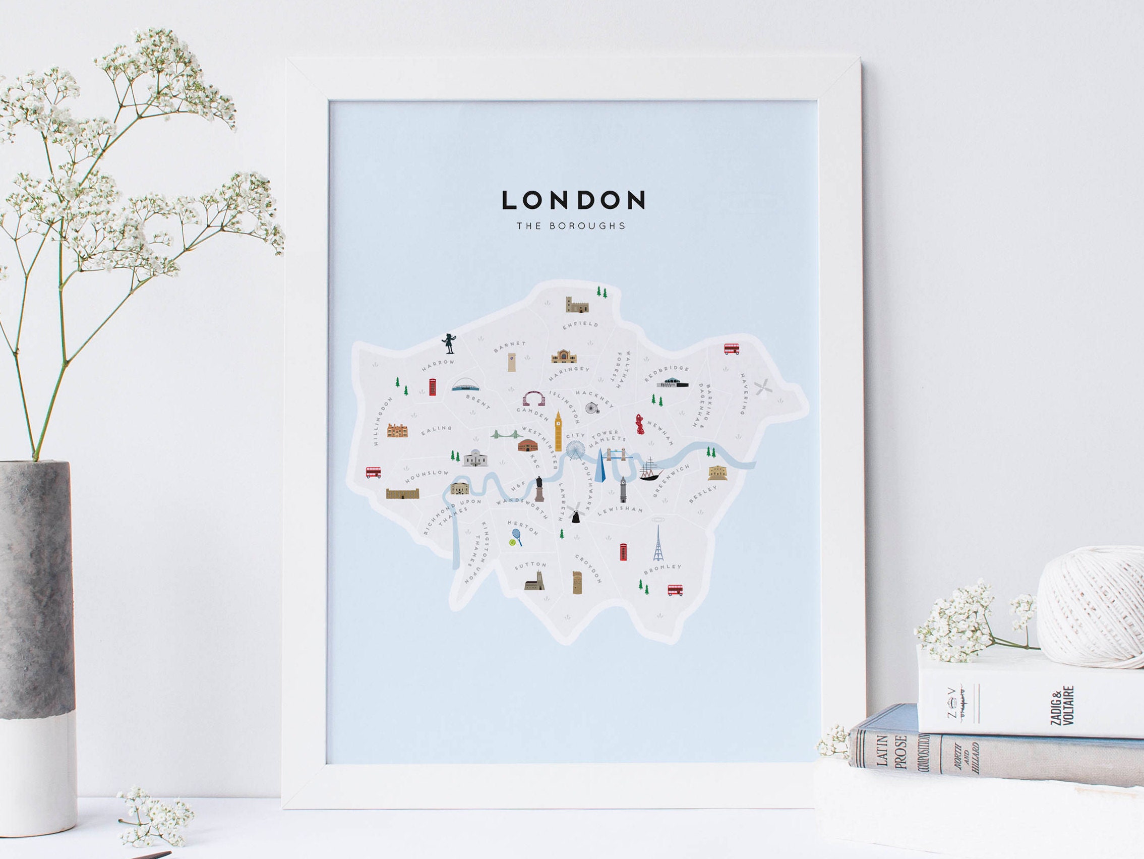 London Boroughs Map Illustrated Map of London Boroughs Print - Etsy UK