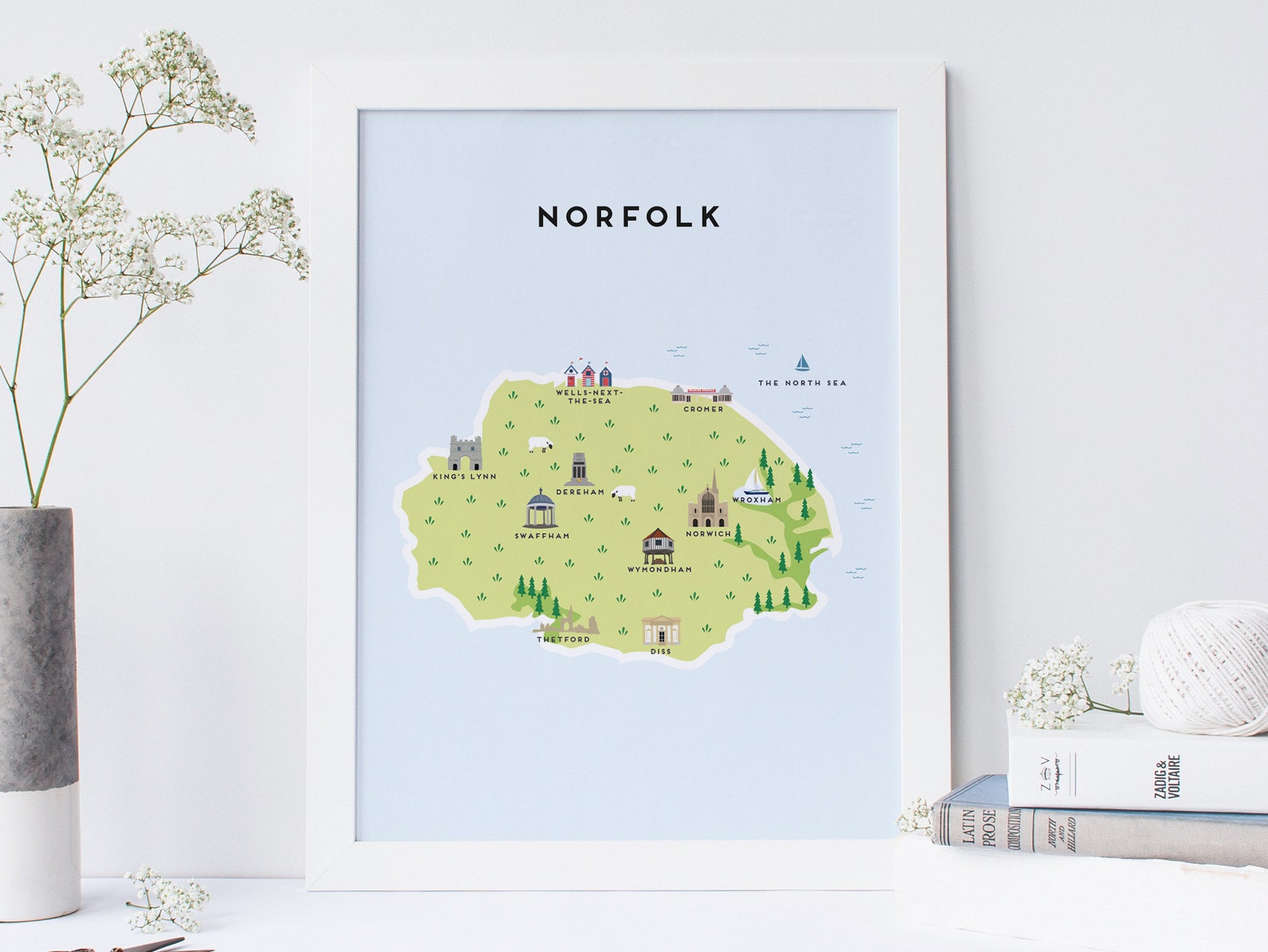 Norfolk Map Illustrated Map of Norfolk Print / Travel Gifts - Etsy UK