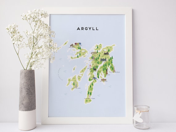 Argyll Map Illustrated Map of Argyll Print / Travel Gifts / | Etsy UK