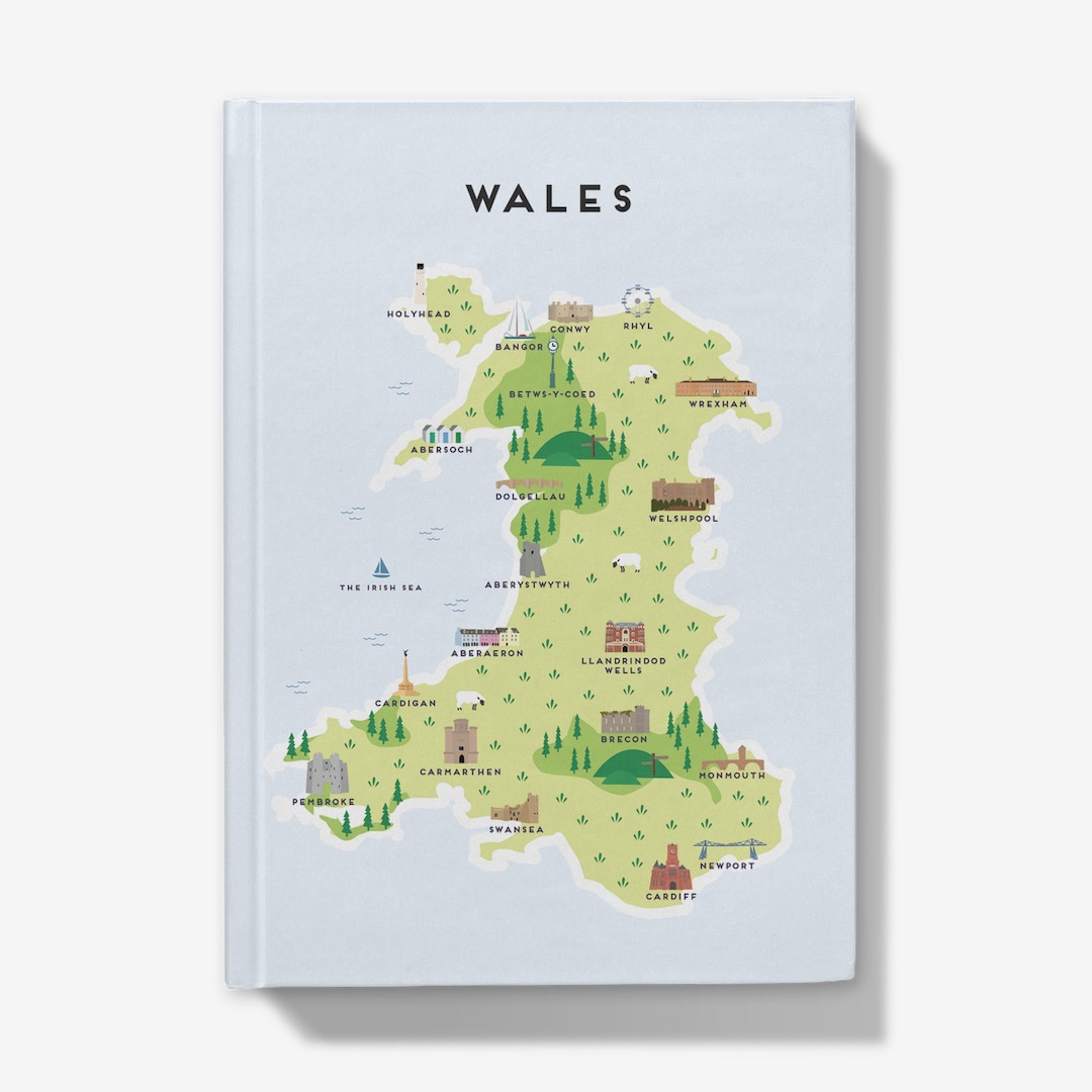 Wales Illustrated Map Hardcover Journal - Historic Cities & Landmarks ...
