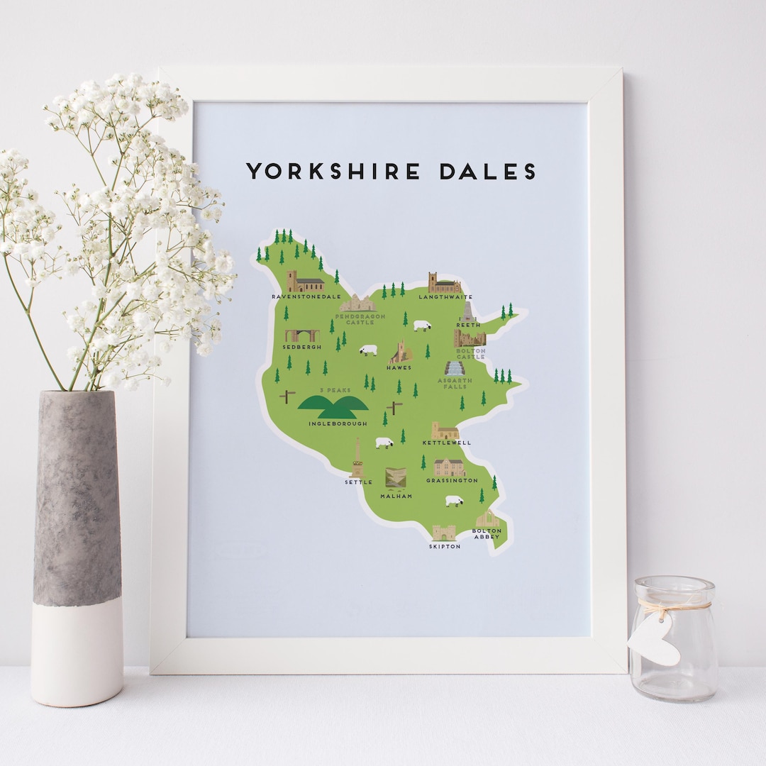 Yorkshire Dales Map - Illustrated Map of Yorkshire Dales National Park ...