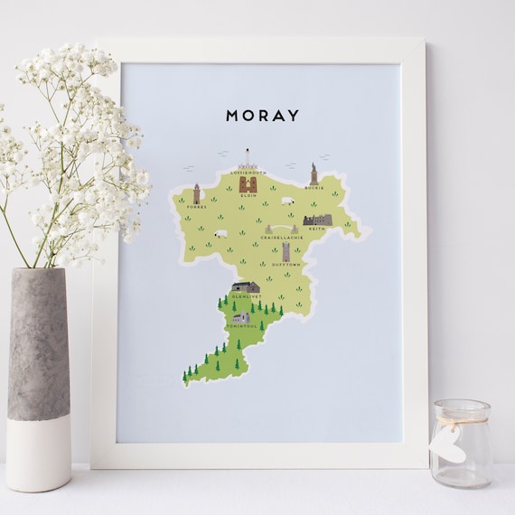 Moray Map Illustrated Map of Moray Print / Travel Gifts / - Etsy