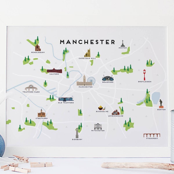 Manchester Map - Etsy UK
