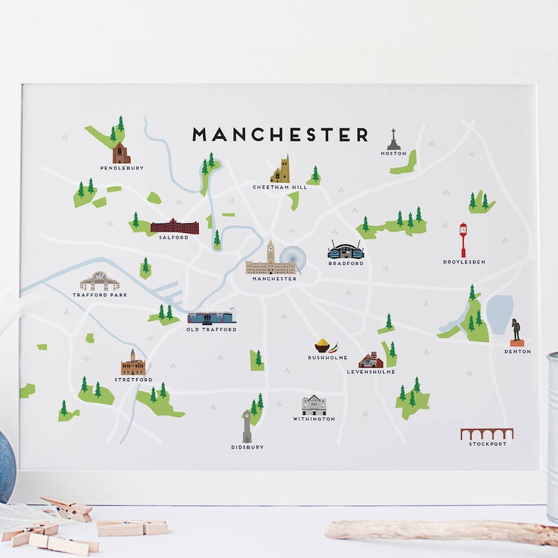 Manchester Map - Etsy UK