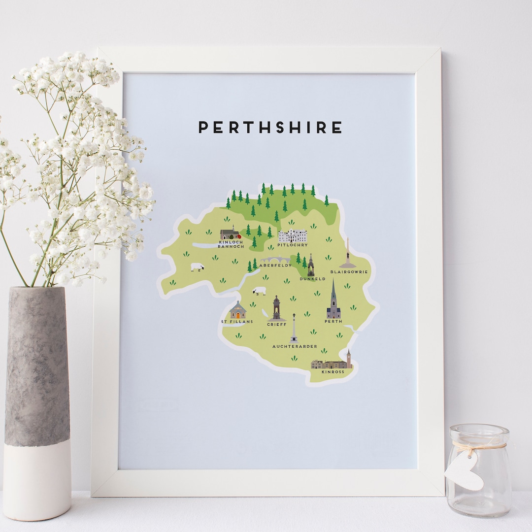 Perthshire Map - Illustrated Map of Perthshire Print / Travel Gifts ...