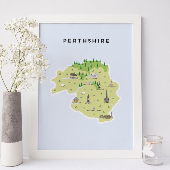 Perthshire Map Illustrated Map of Perthshire Print / Travel | Etsy