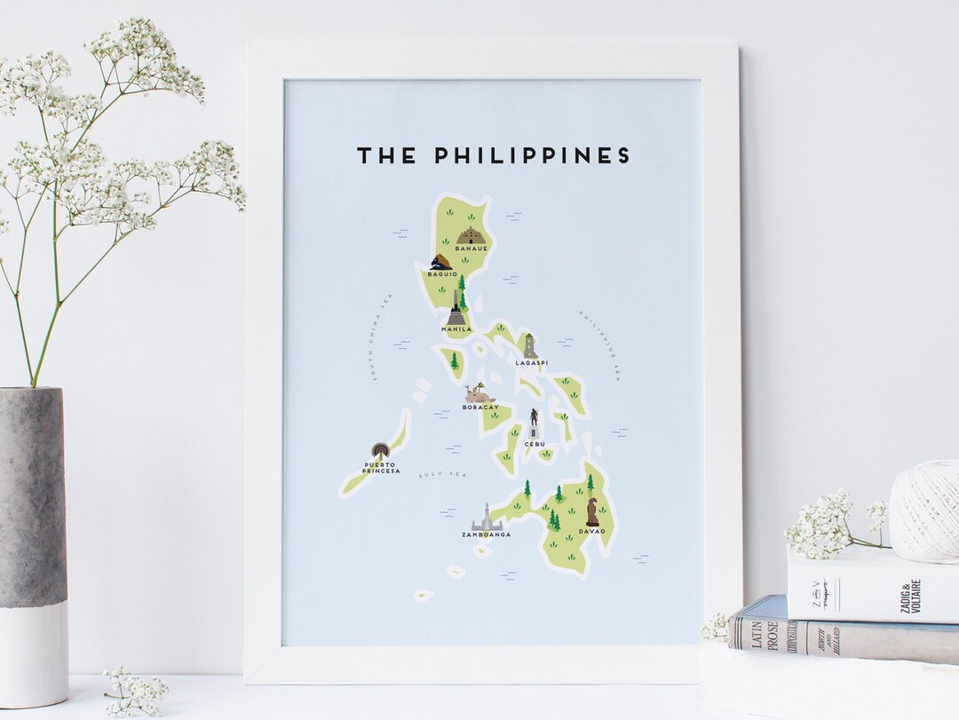 The Philippines Map - Illustrated Map of the Philippines Print / Travel ...