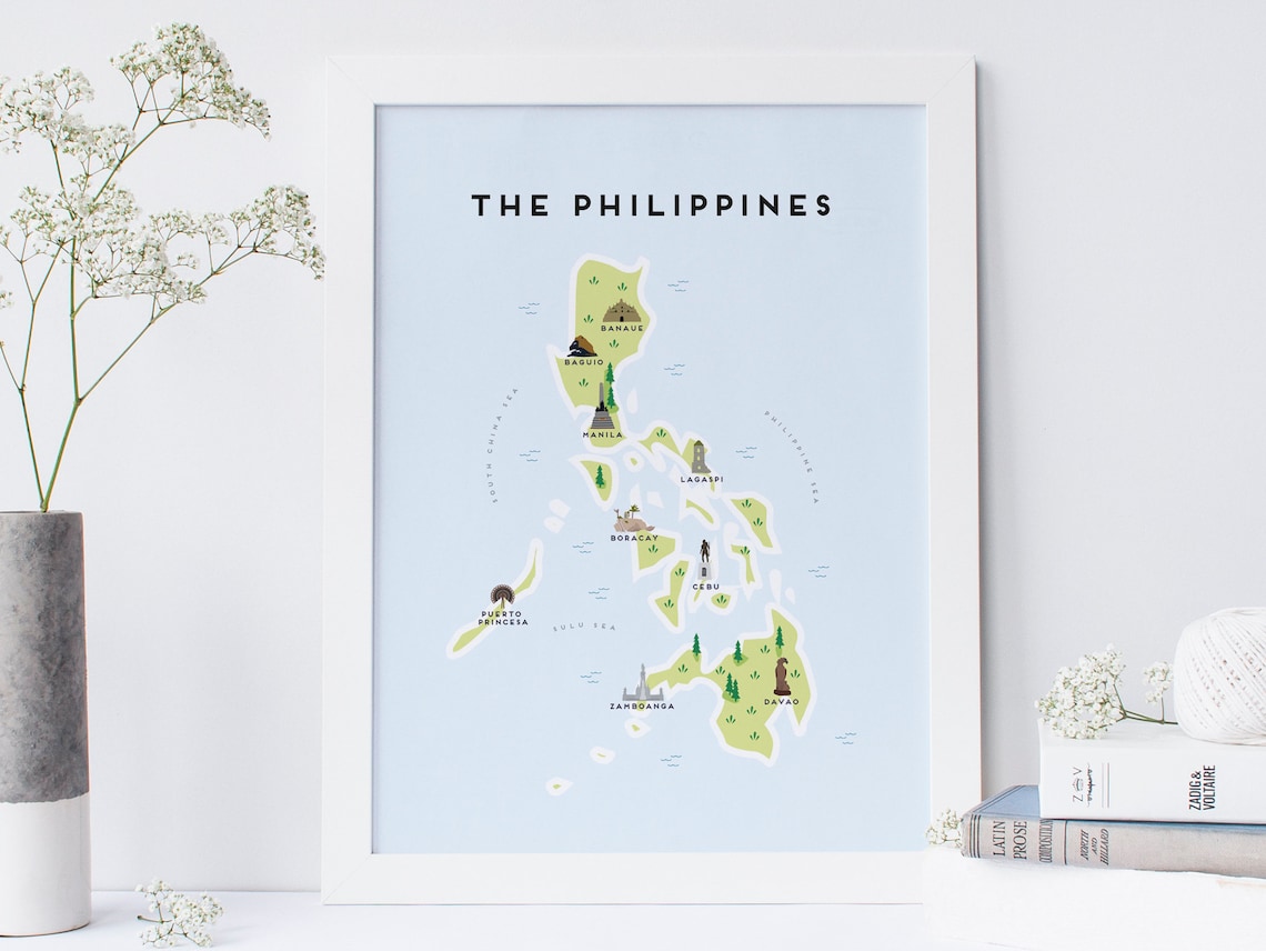 The Philippines Map Illustrated Map of the Philippines Print - Etsy UK