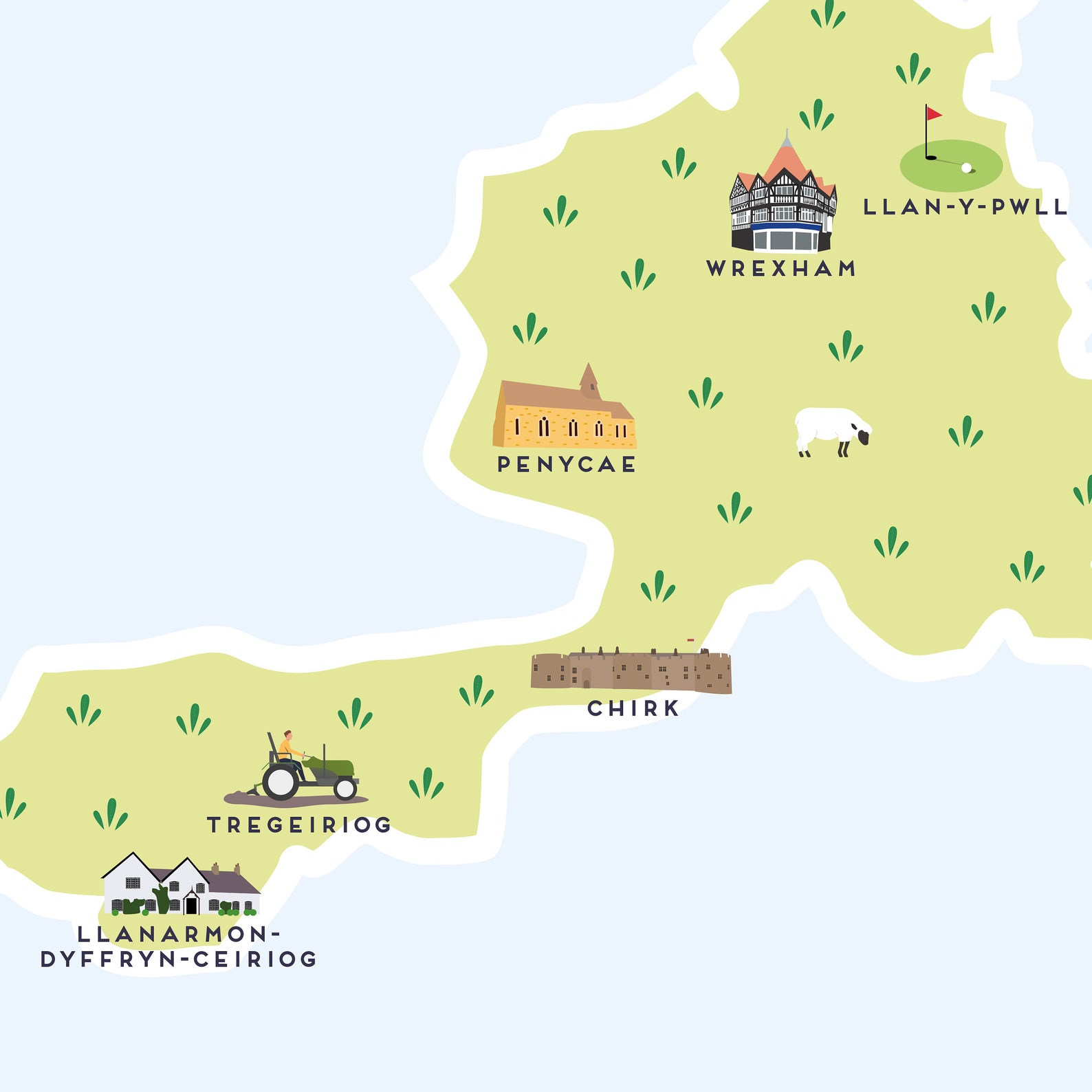 Wrexham Map Illustrated Map of Wrexham Print / Travel Gifts - Etsy