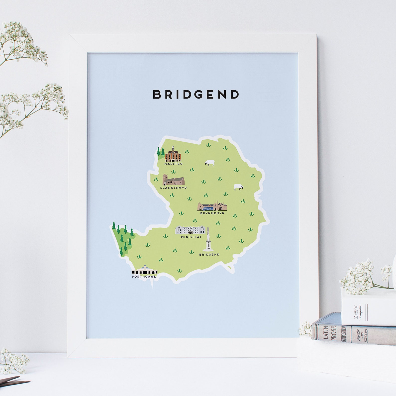 Bridgend Map Illustrated Map of Bridgend Print / Travel - Etsy UK