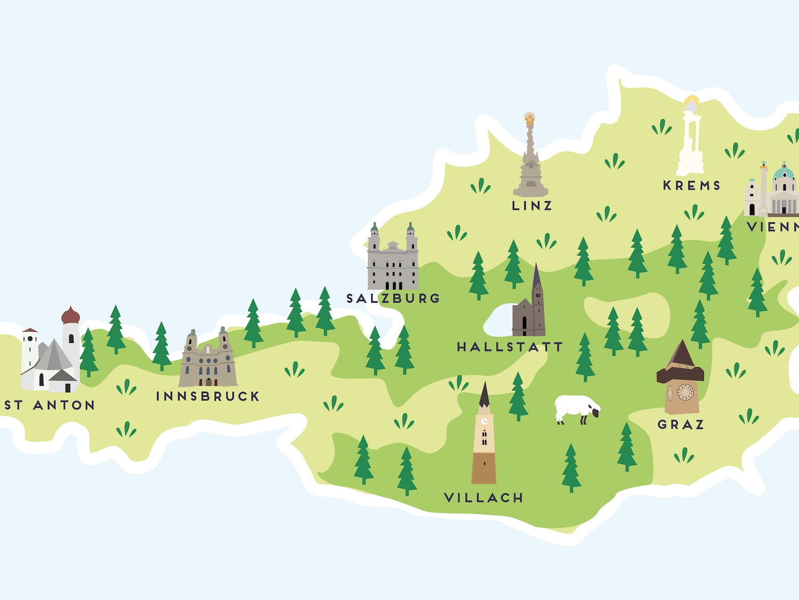 Austria Map Illustrated Map of Austria Print / Travel Gifts | Etsy