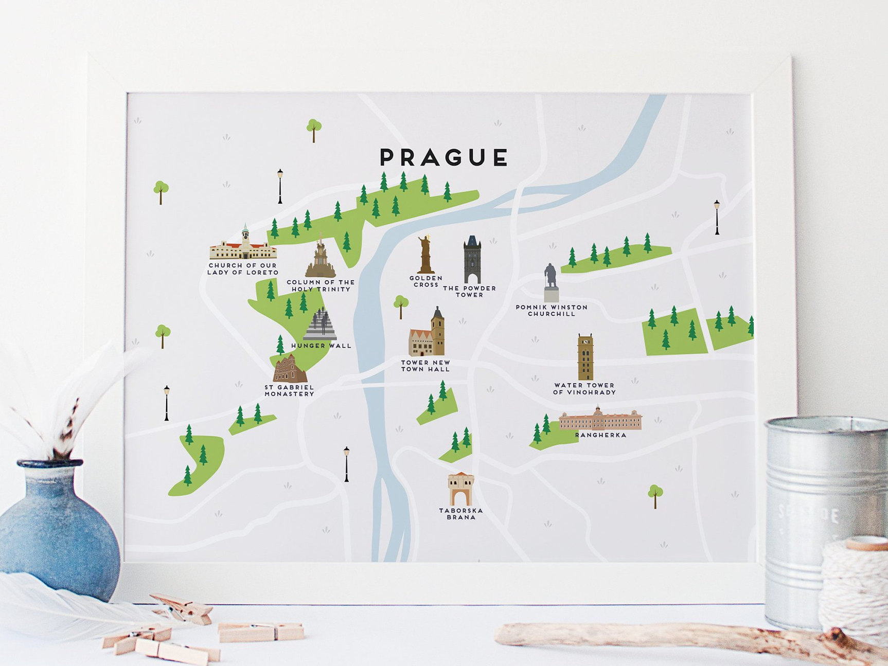 Prague Map Illustrated Map of Prague Print / Travel Gifts / - Etsy UK