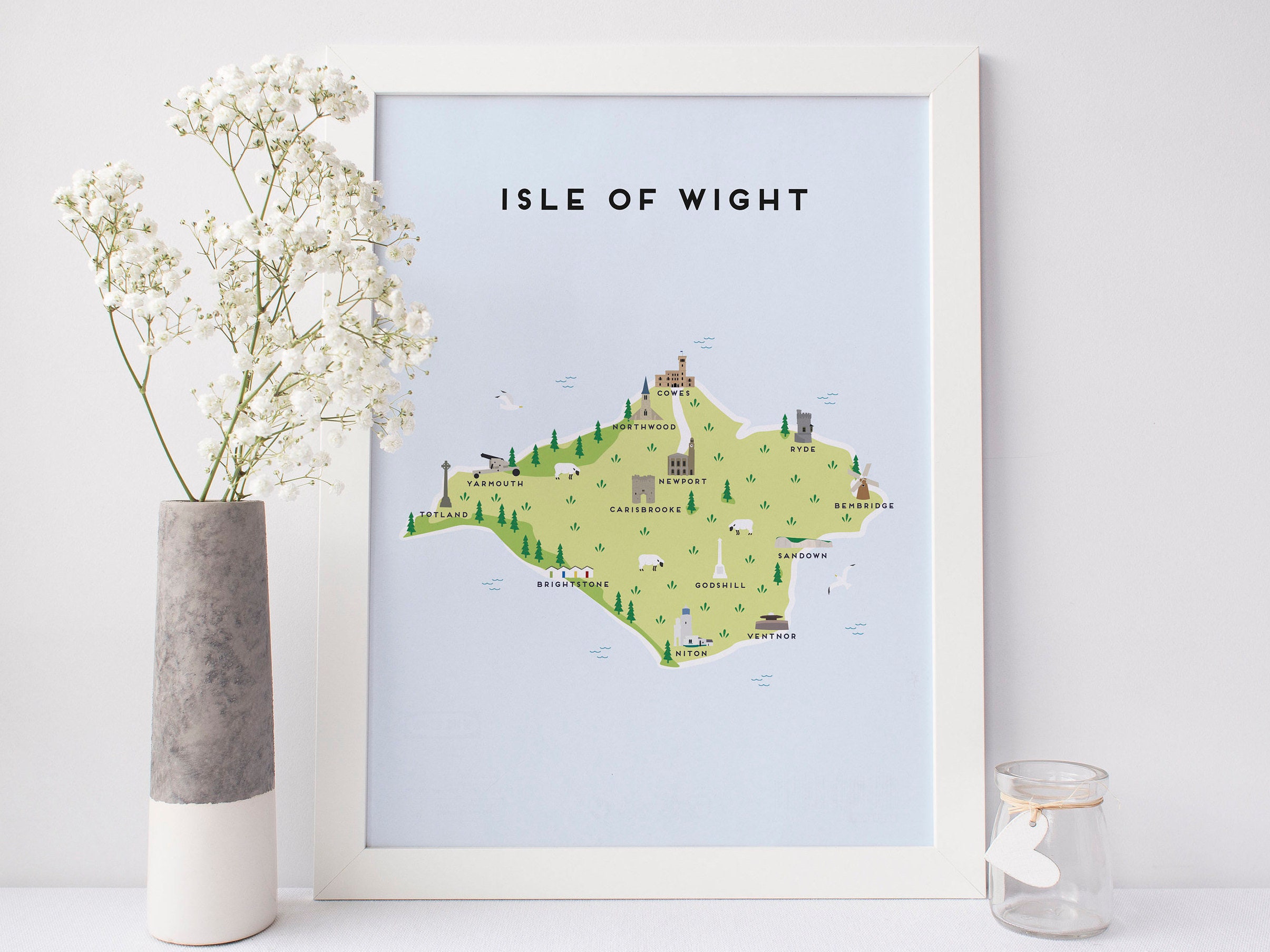 The Isle of Wight Map Illustrated Map of the Isle of Wight | Etsy UK