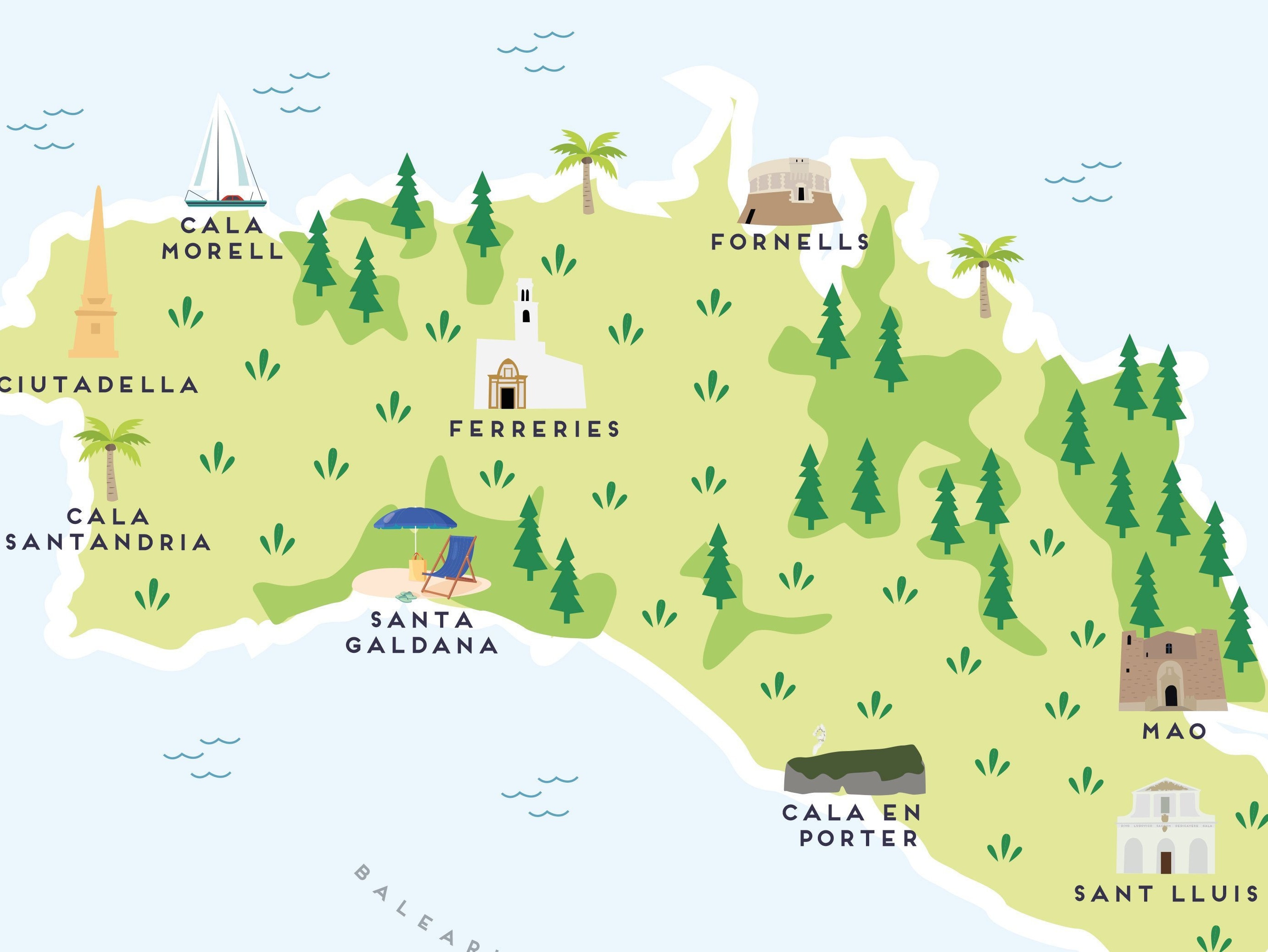 Menorca Map Illustrated Map of Menorca Print / Travel Gifts - Etsy UK