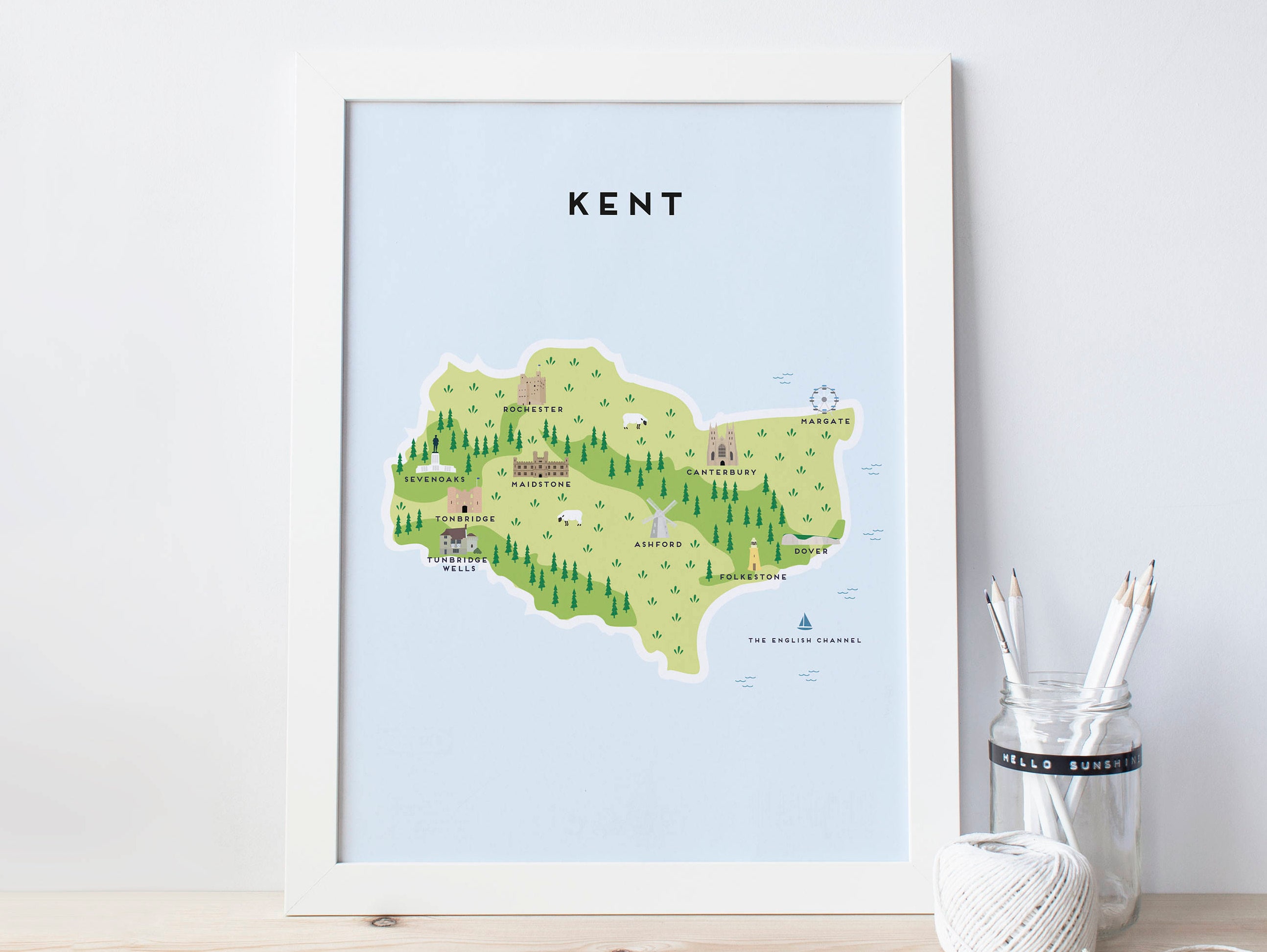 Kent Map Illustrated Map of Kent Print / Travel Gifts / - Etsy Canada