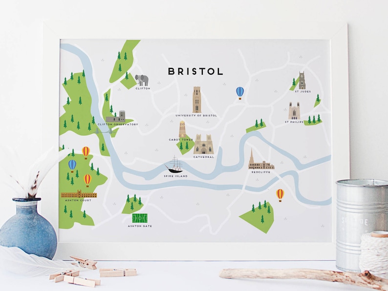 Bristol Map Illustrated Map of Bristol Print / Travel Gifts | Etsy UK
