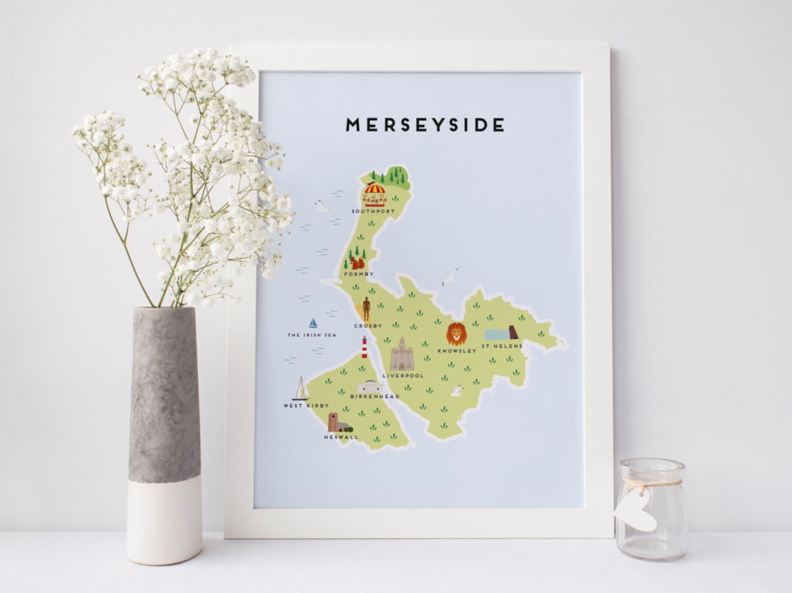 Merseyside Map Illustrated Map of Merseyside Print / Travel - Etsy UK