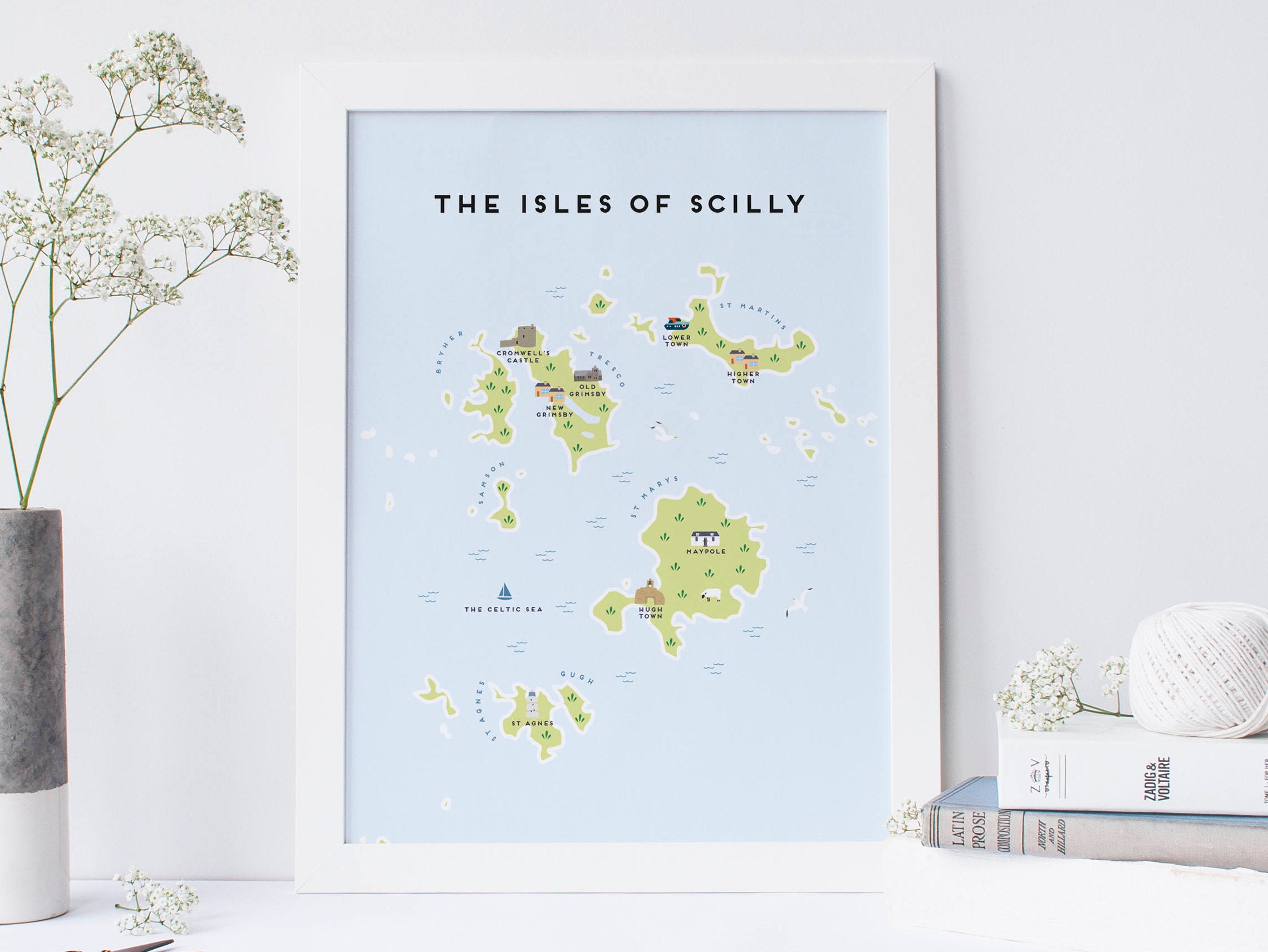 The Scilly Isles Map Illustrated Map of The Scilly Isles | Etsy