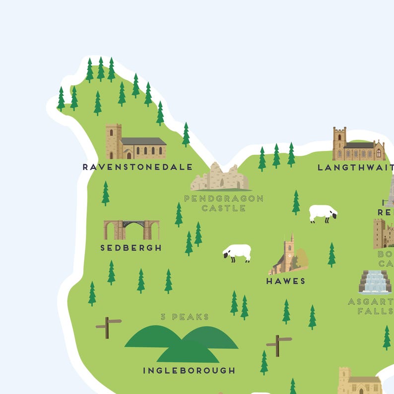 Yorkshire Dales Map - Illustrated Map of Yorkshire Dales National Park ...