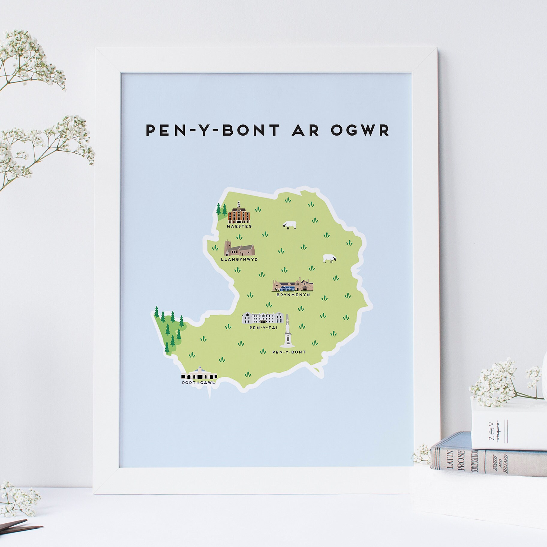 Bridgend Map Illustrated Map of Bridgend Print / Travel - Etsy UK