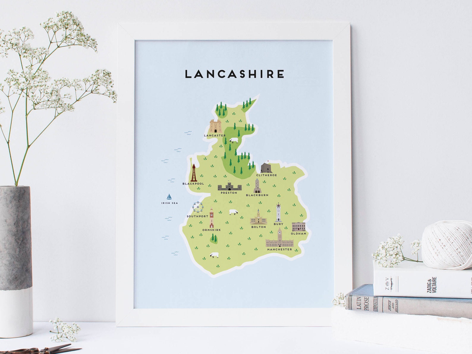 Lancashire Map Illustrated Map of Lancashire Print / Travel - Etsy UK