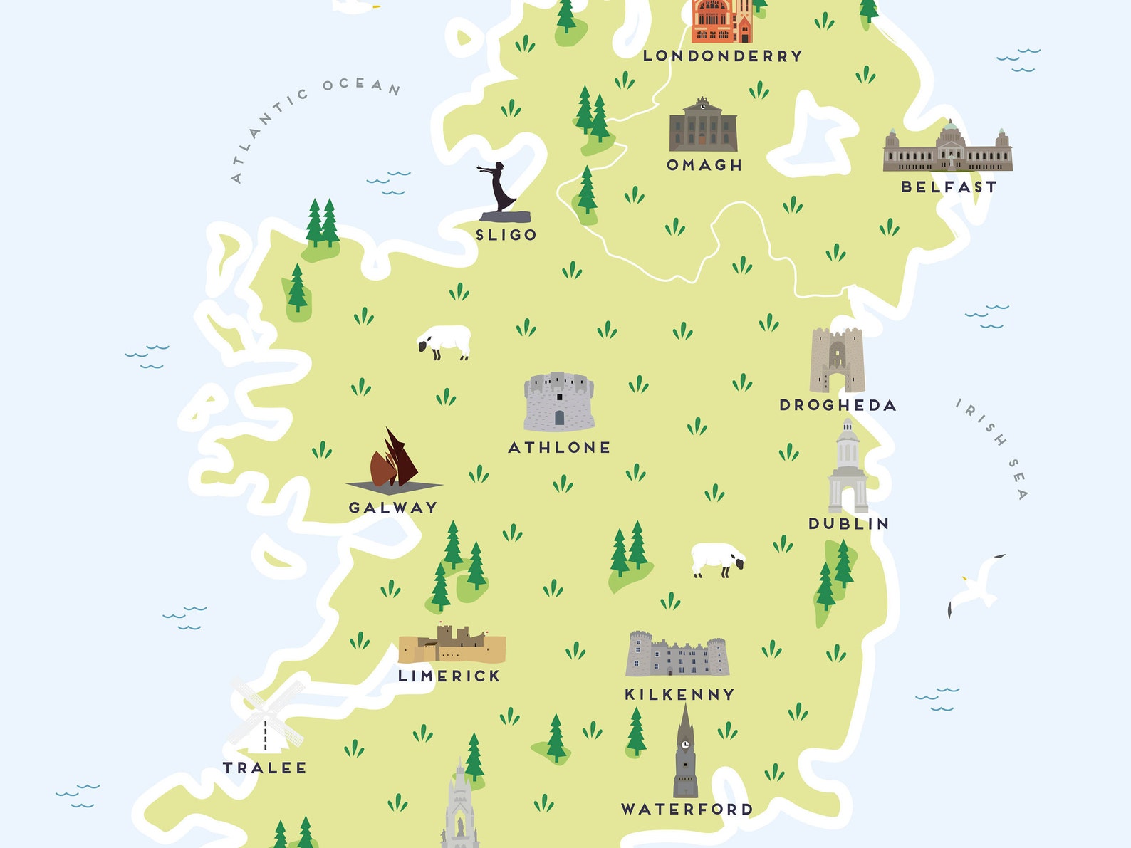 Ireland Map Illustrated Map of Ireland Print / Travel Gifts - Etsy Ireland
